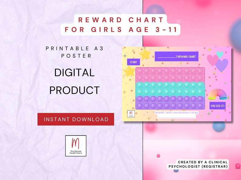 Reward Chart for Girls Aged 3-11 Years Old, Kids Reward Chart ...