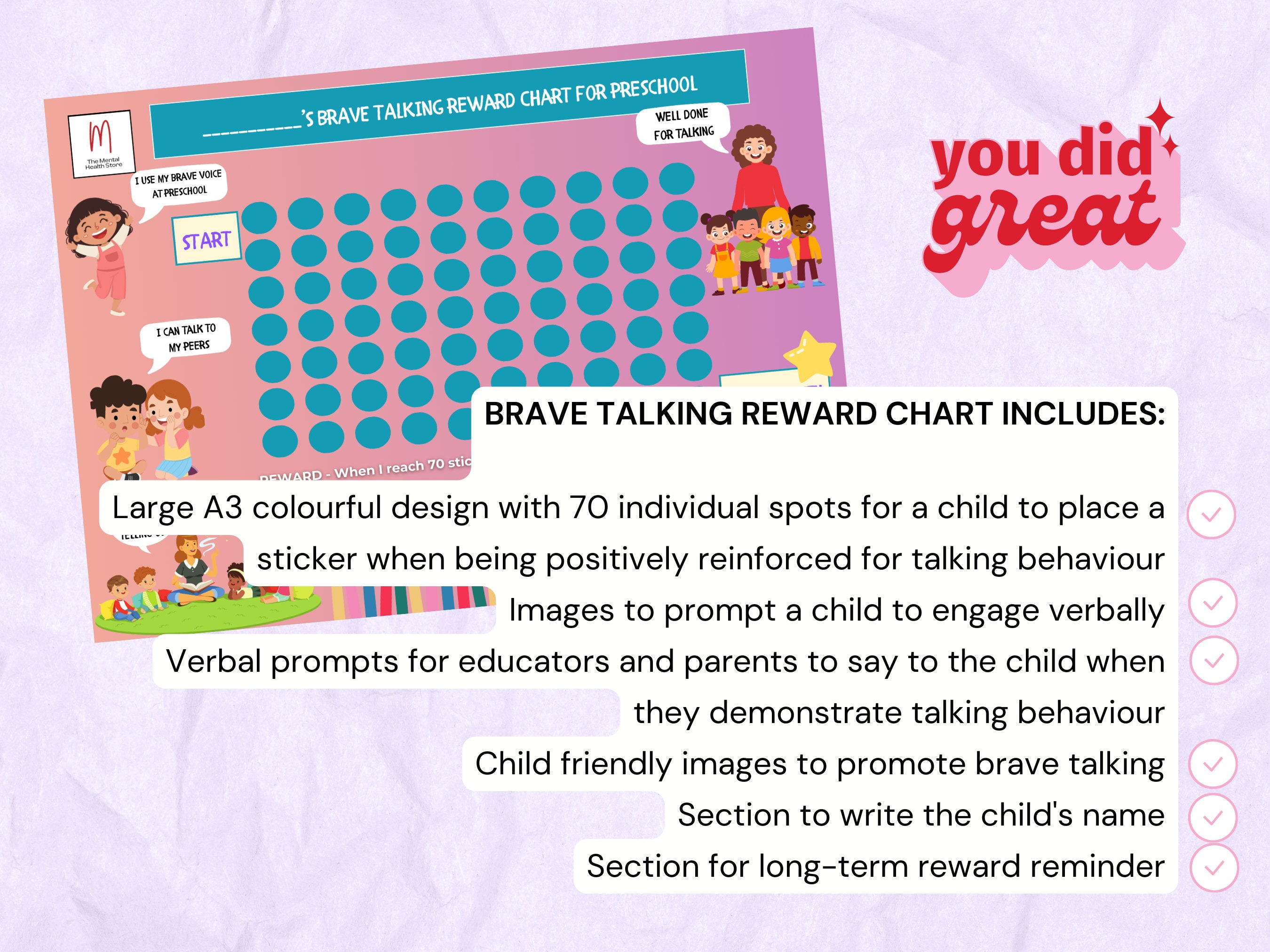 Brave Talking Reward Chart for Preschool Girls Aged 3-5, Selective ...