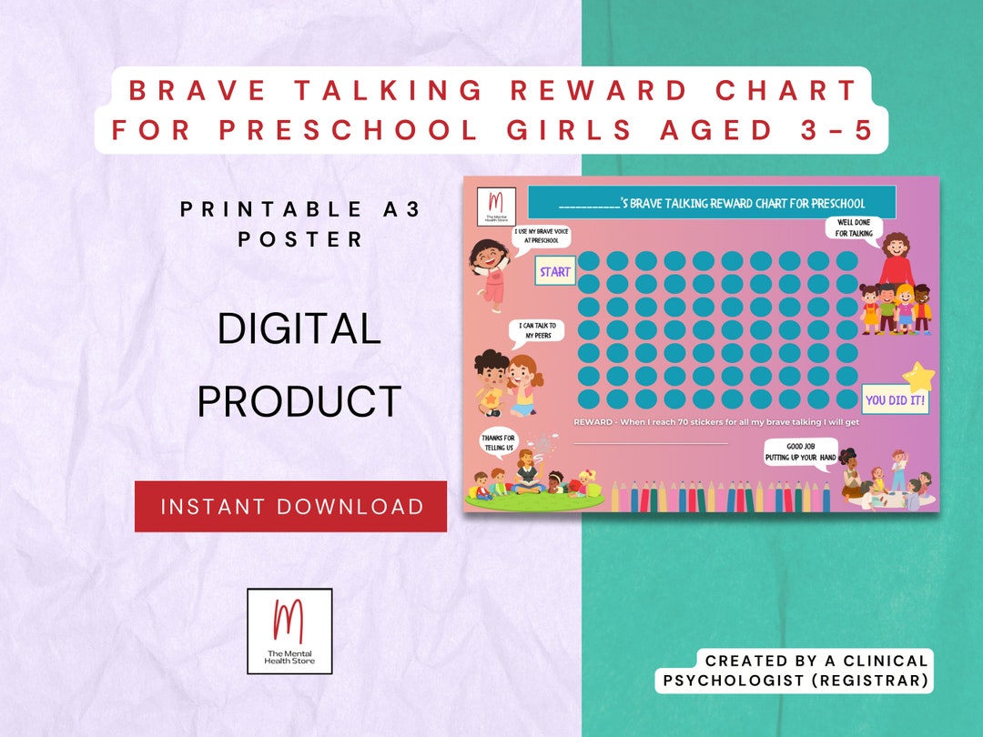 Brave Talking Reward Chart for Preschool Girls Aged 3-5, Selective ...