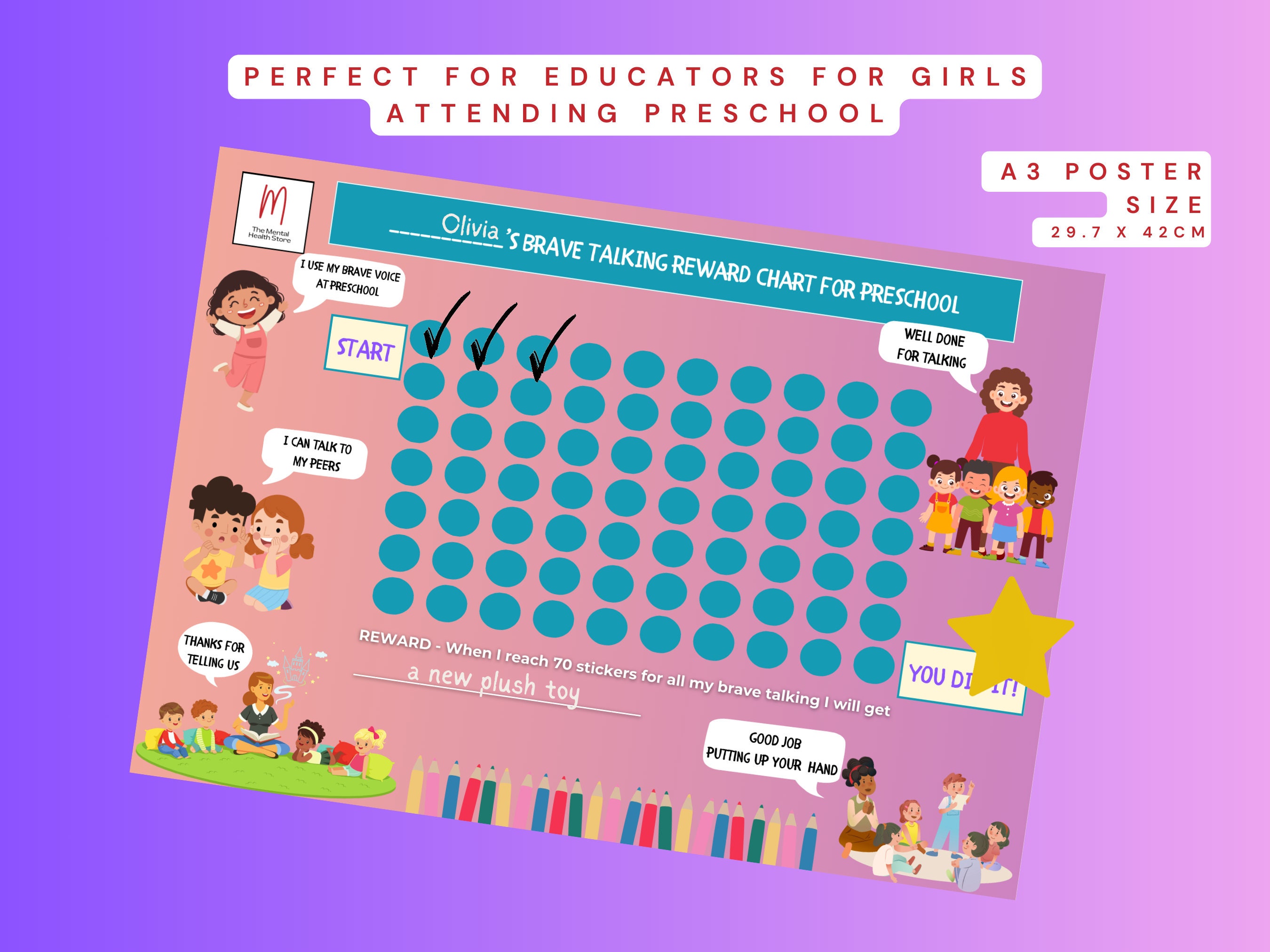 Brave Talking Reward Chart for Preschool Girls Aged 3-5, Selective ...
