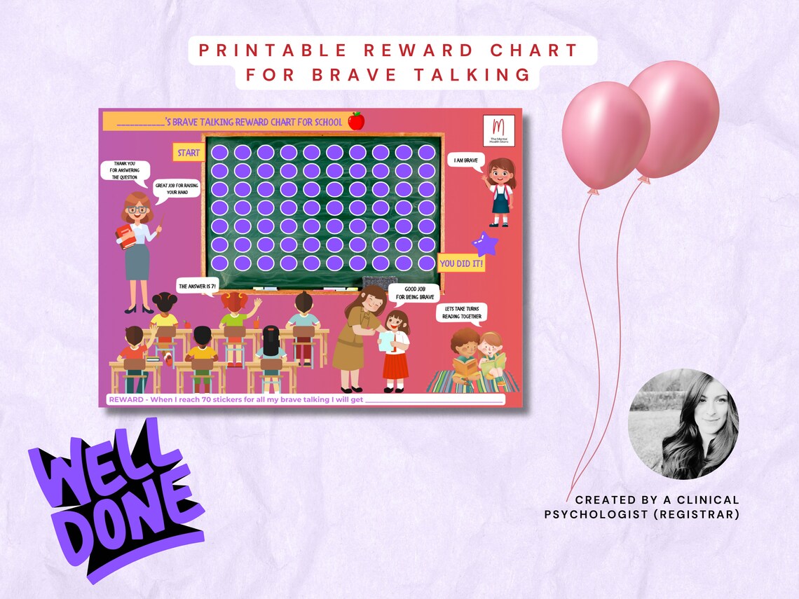 Brave Talking Reward Chart for Primary School Girls Aged 5-11 Years ...