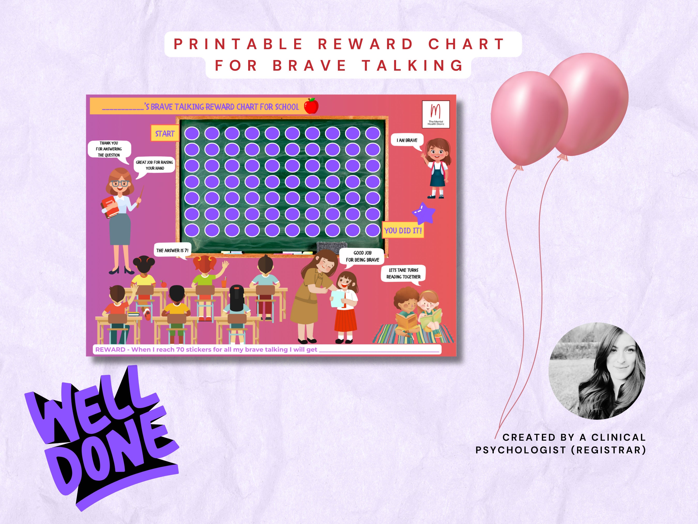 Brave Talking Reward Chart for Primary School Girls Aged 5-11 Years ...