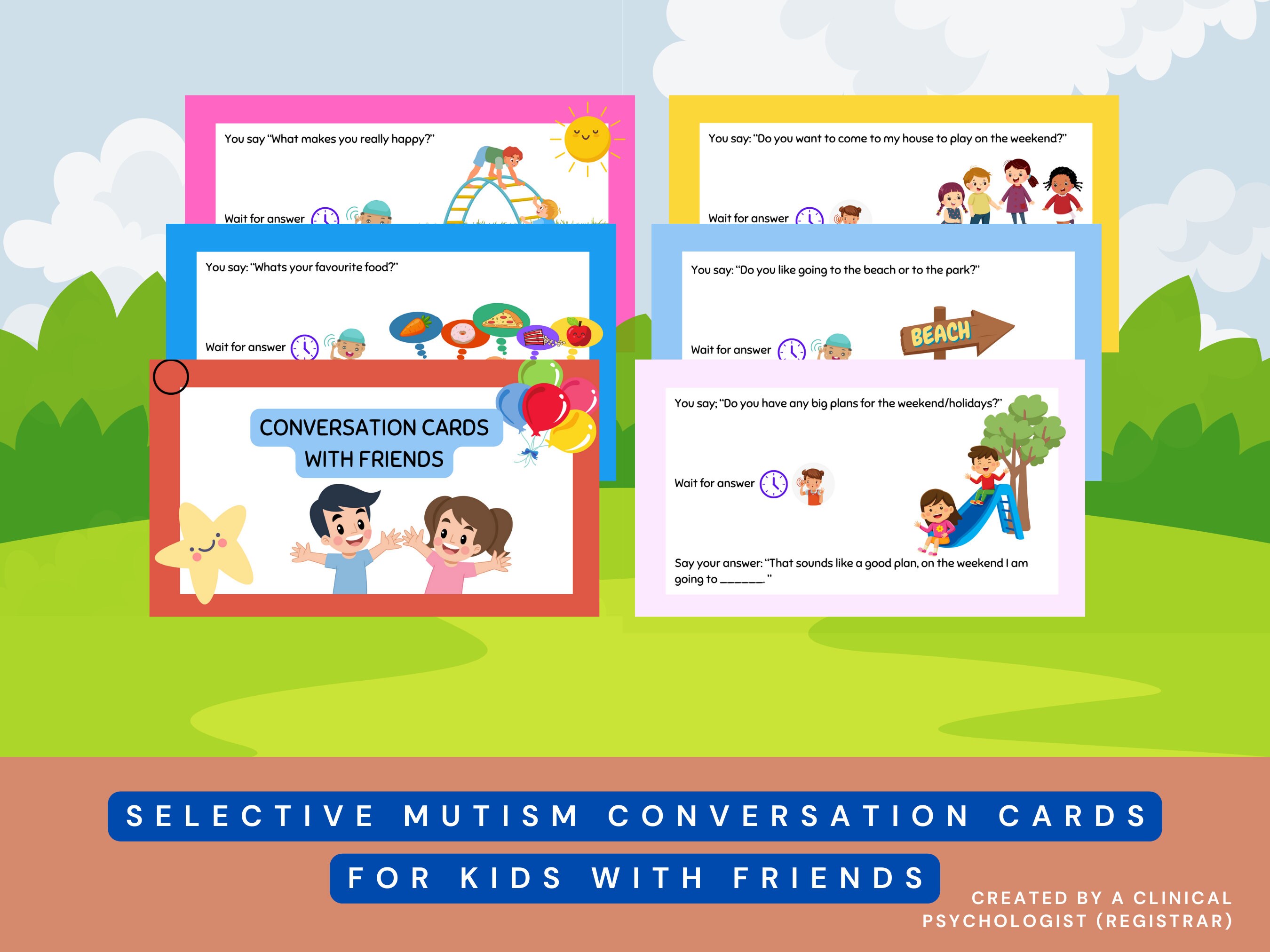 Conversation Starter Cards for Kids With Friends, Selective Mutism ...