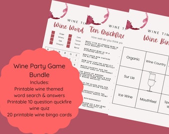 Wine Trivia Game Wine Tasting Game Wine Party Wine Tasting Wine Bridal ...