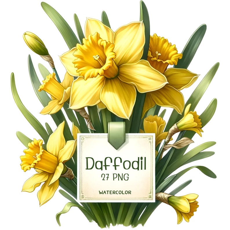 Daffodil Flower Watercolor Clipart, Spring Flower, Floral for ...