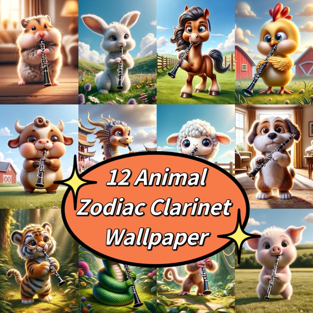 12 Clarinet Animal Zodiac Wallpaper - Etsy