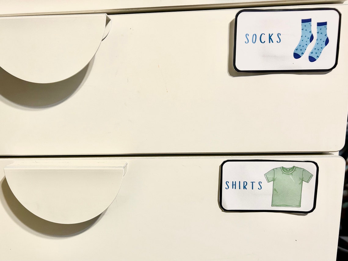 Kids Dresser Drawer Labels, Kids Clothing Storage Stickers ...
