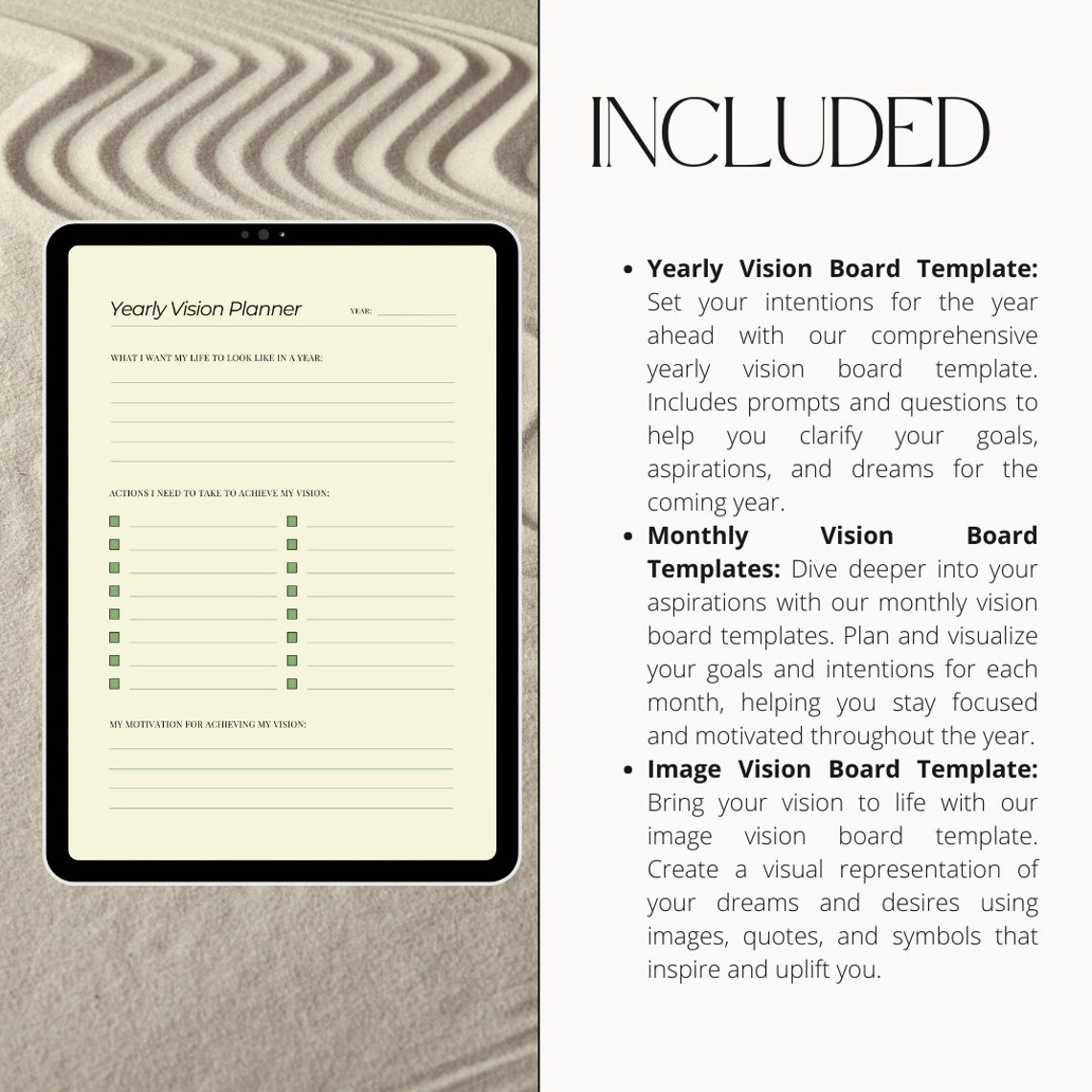Vision Board Template Yearly, Monthly, & Image Vision Boards Printable ...