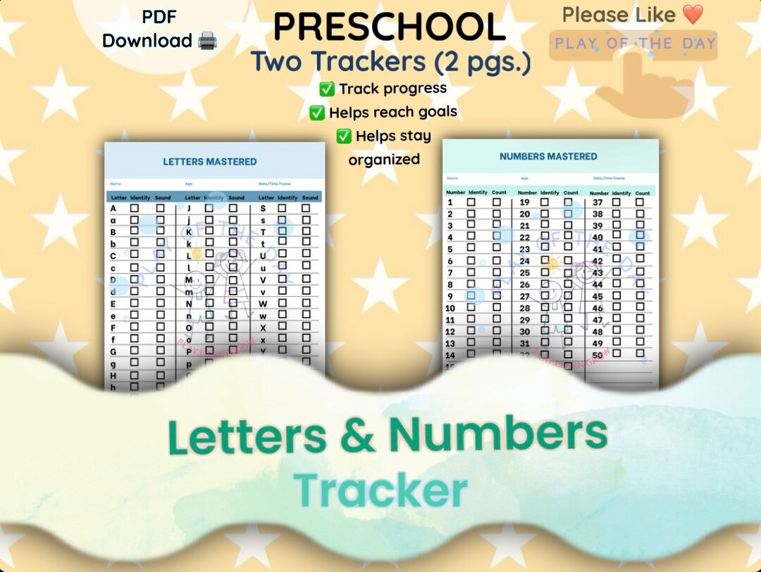 Letters & Numbers Mastery Tracker - Etsy