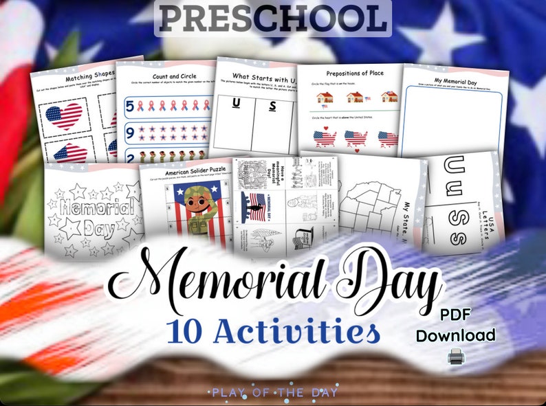 Memorial Day Activities & Worksheets,preschool,pre-k Activities ...