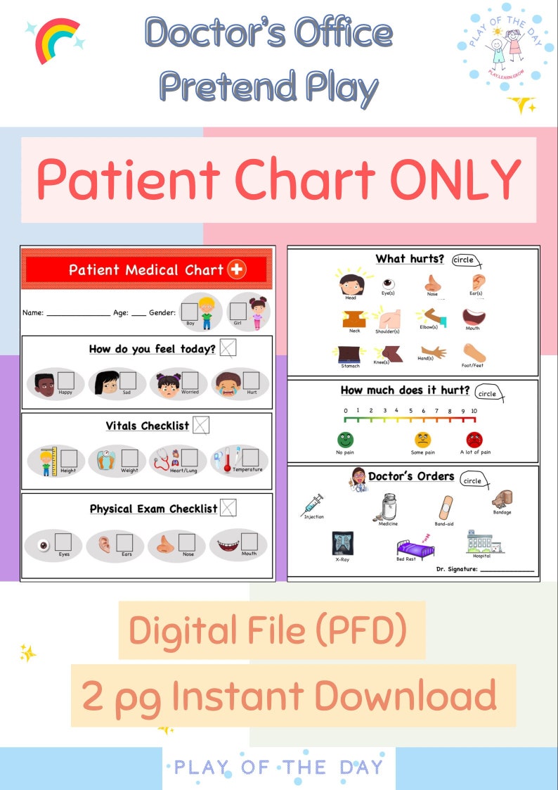 Patient Chart for Doctor's Office Pretend Play - Etsy