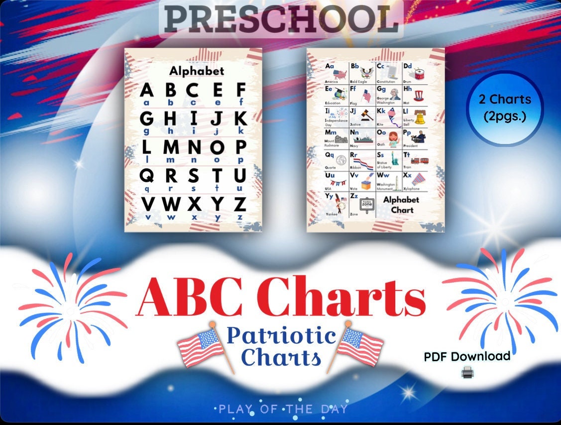 Patriotic ABC Charts, Alphabet Charts,preschool,pre-k Activities ...