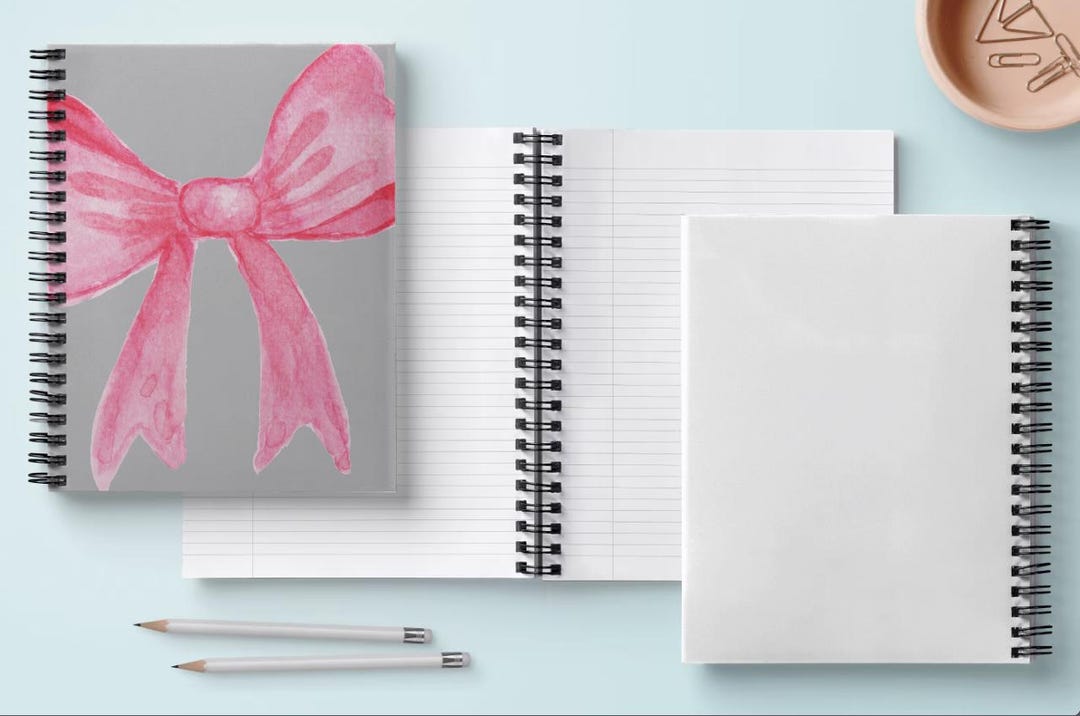 Pink Bow Notebook, Back to School, Teenager Notebook, Notebook for ...