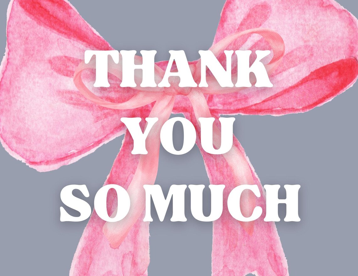Pink Bow Thank You Card, Fill in the Blank Thank You Card, Thank You ...