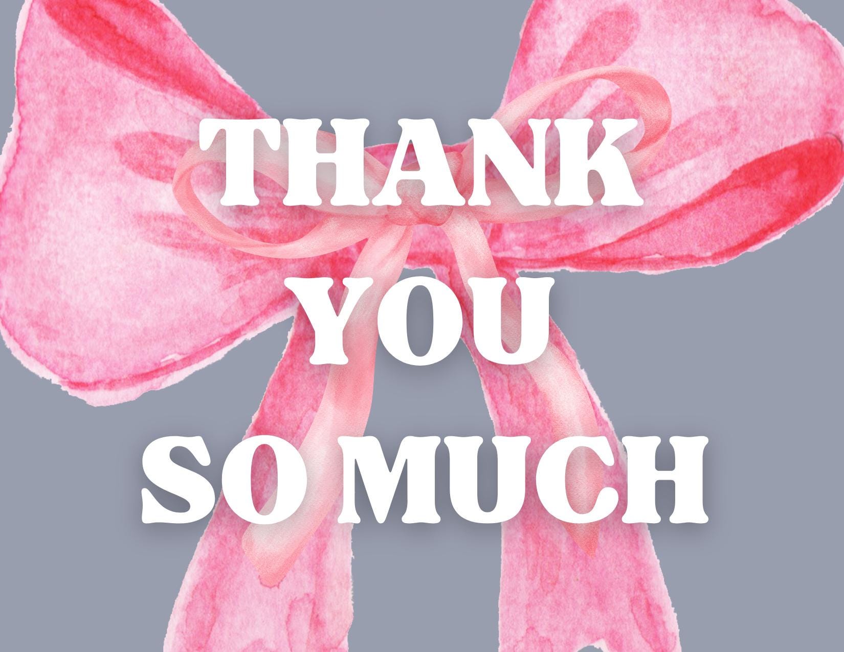 Pink Bow Thank You Card, Fill in the Blank Thank You Card, Thank You ...