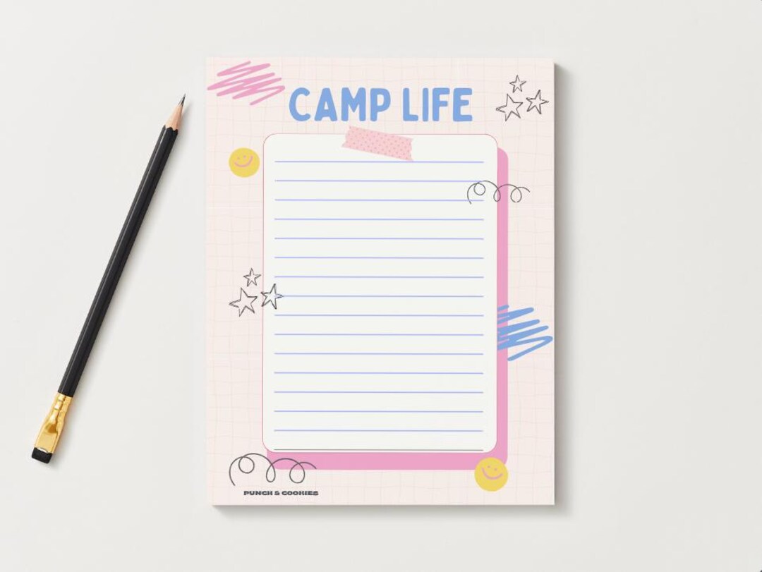 Large Camp Life Notepad, Camp Stationery, Summer Camp, Camp Notepad ...