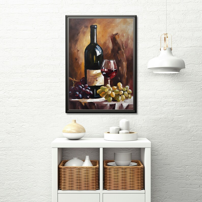 Red Wine Grapes Wall Art, Moody Oil Painting Print, Printable, Grapes ...