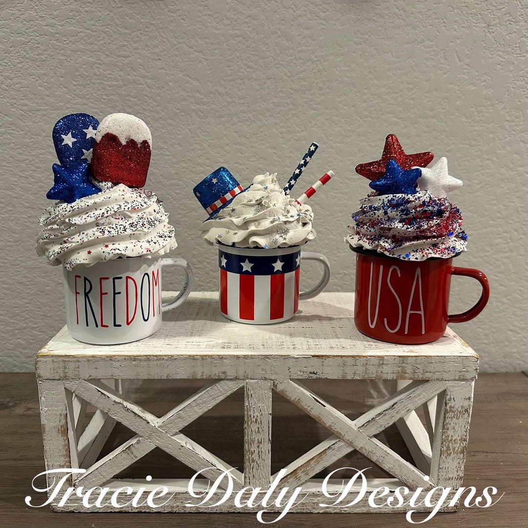 4th of July Fake Bake Mugs-red White and Blue Faux Mugs-independence ...