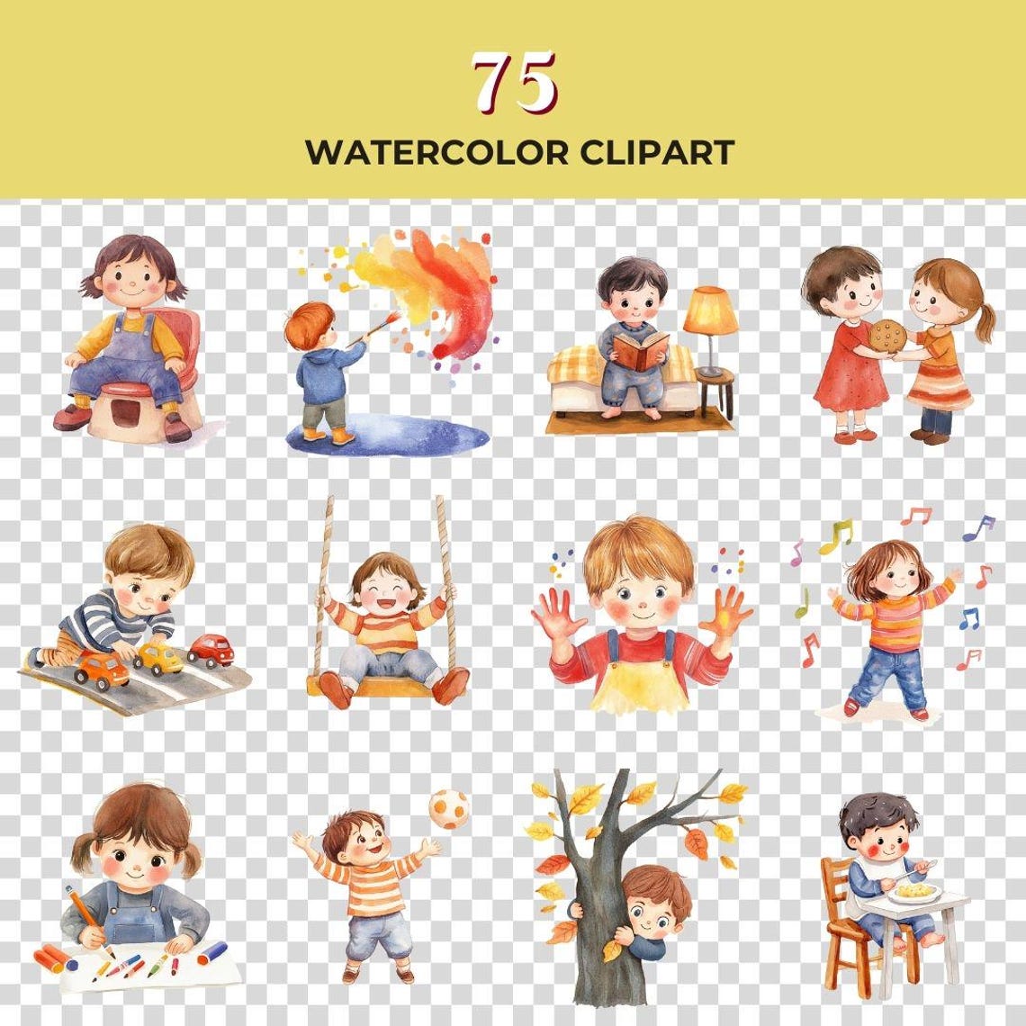 Kid Routines Watercolor PNG | Daily Routine Clipart | Morning & Evening ...