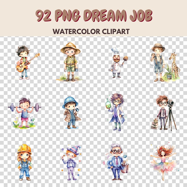Kids Dream Jobs Clipart Set - 92 PNG Files for Educational & Creative ...