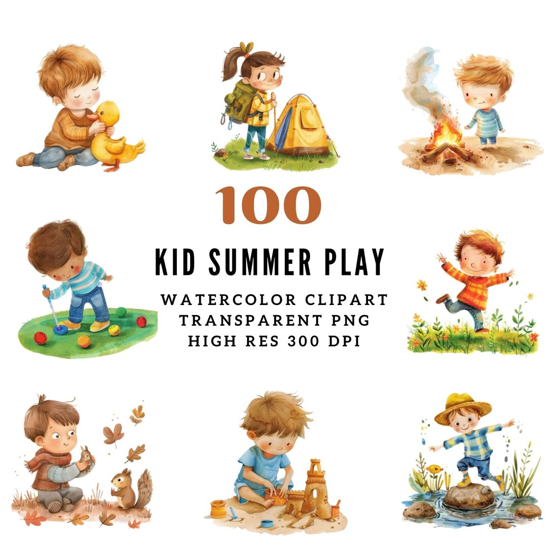 Kids Summer Outdoor Play Clipart PNG - Fun Outdoor Activities, Summer ...