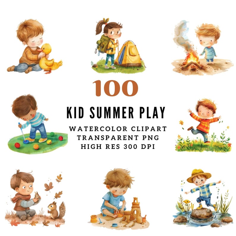 Kids Summer Outdoor Play Clipart PNG - Fun Outdoor Activities, Summer ...