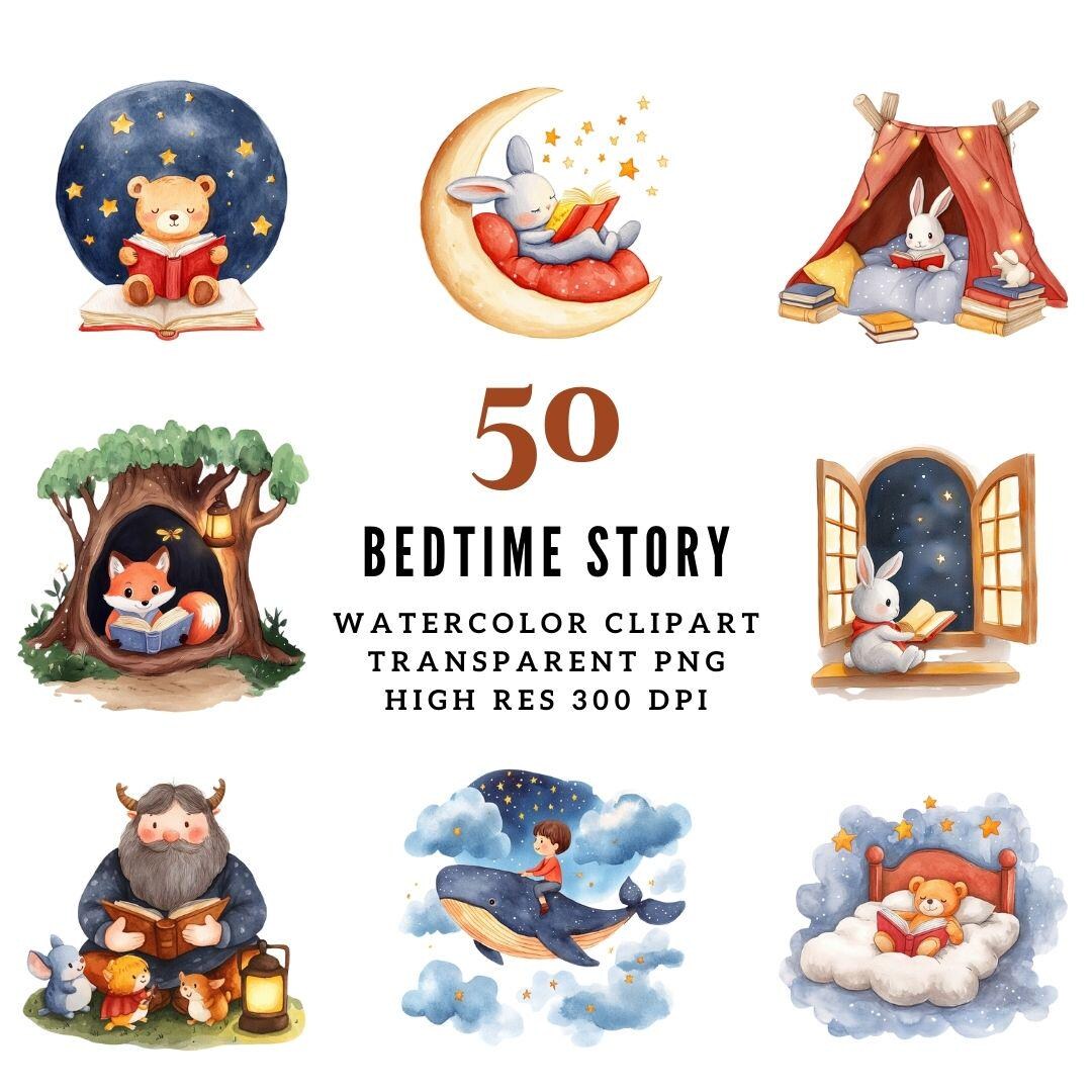Bedtime Story PNG | Cute Sleep Time Clipart | Instant Digital Download ...