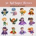Kid Superheroes Clipart PNG Cartoon Heroes Digital Download Superhero ...