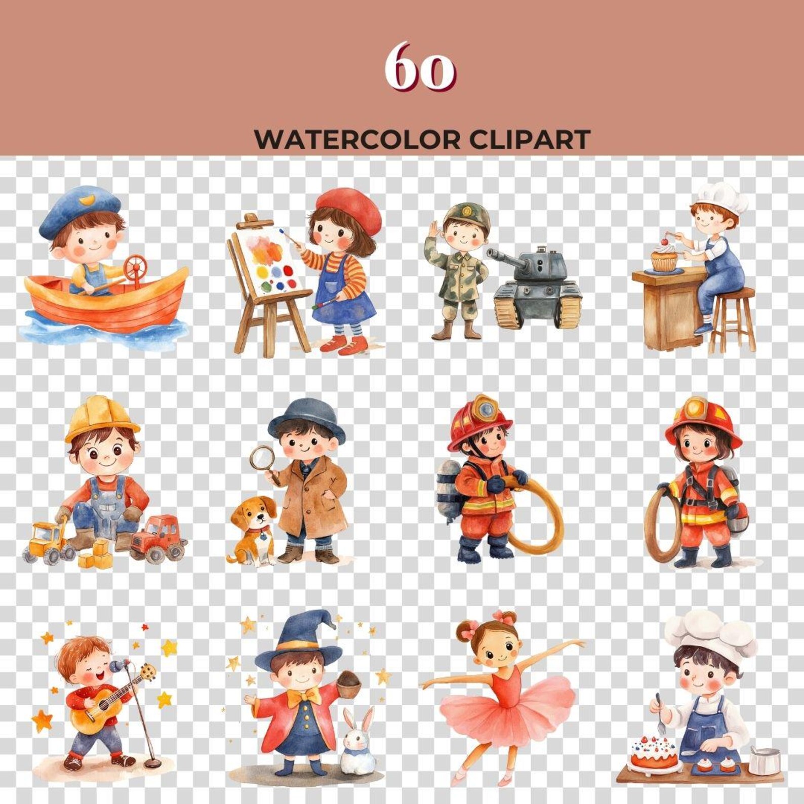 Career Day Kids Clipart | Digital PNG for Career Day Activities ...