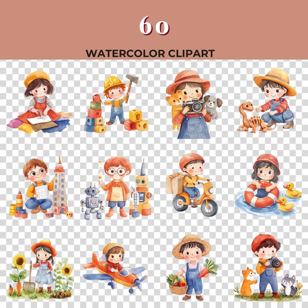 Career Day Kids Clipart | Watercolor PNG (digital Download) - Etsy