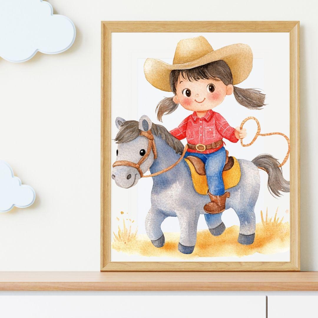 Kids Cowboy Watercolor PNG Western Themed Clipart Cowboy Nursery Art ...
