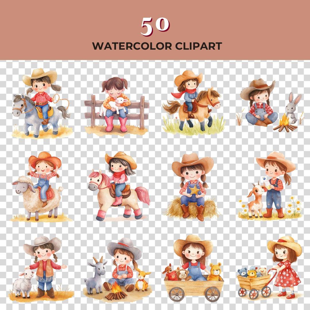 Kids Cowboy Watercolor PNG | Western Themed Clipart | Cowboy Nursery ...