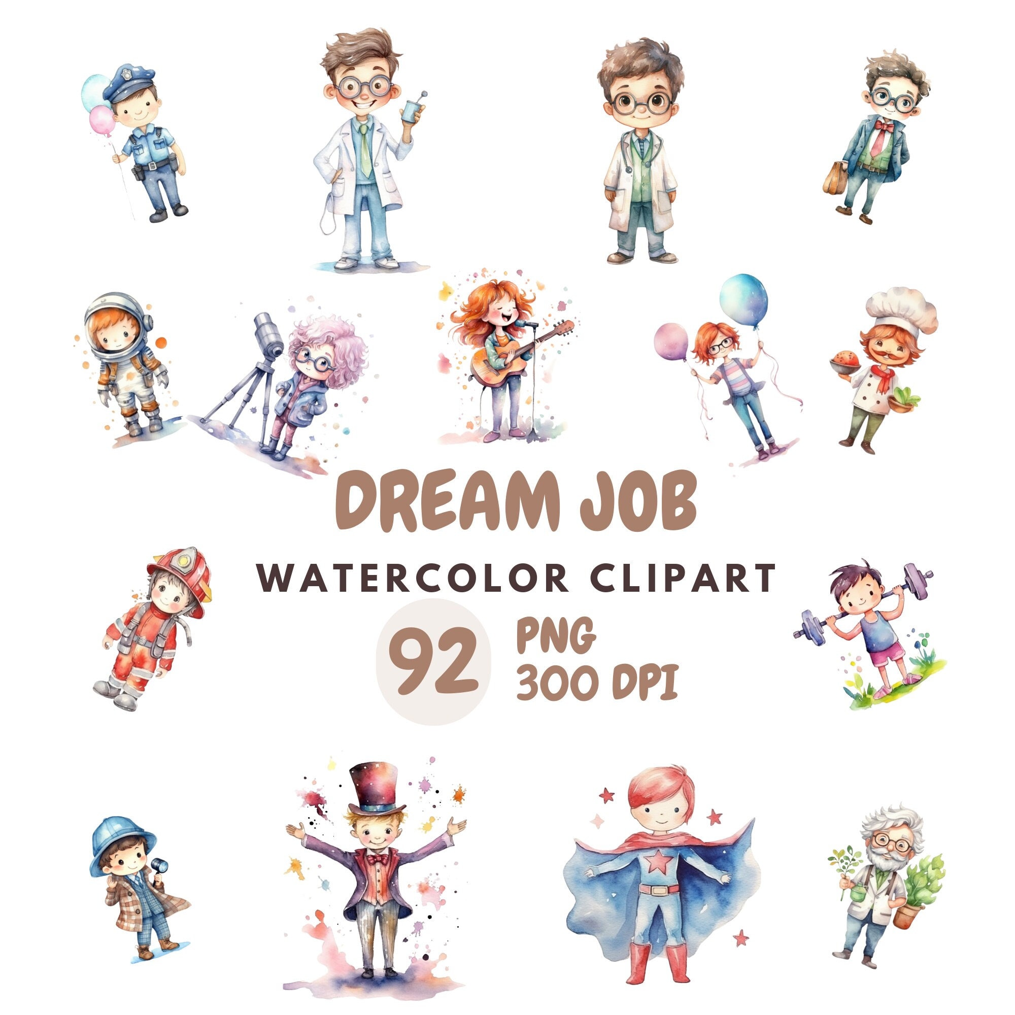 Kids Dream Jobs Clipart Set – 92 PNG Files (digital Download) - Etsy