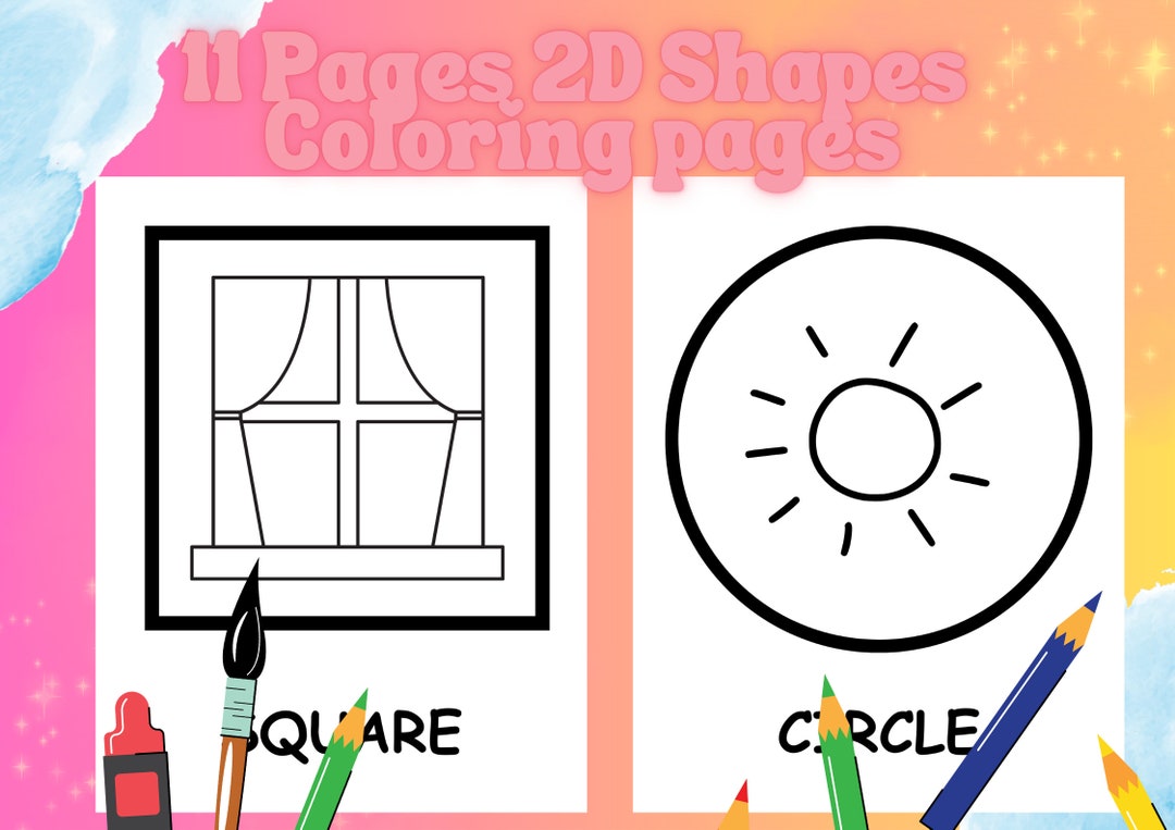 2D Shapes, Coloring Pages, Coloring Book, Kids, Printable, Learning ...