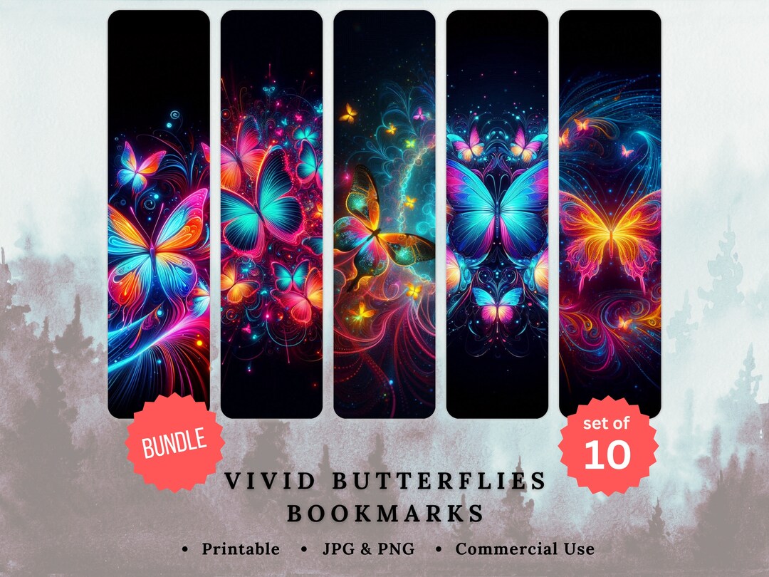 Butterfly Bookmarks Printable Bookmarks Cute Bookmark PNG Designs Book ...