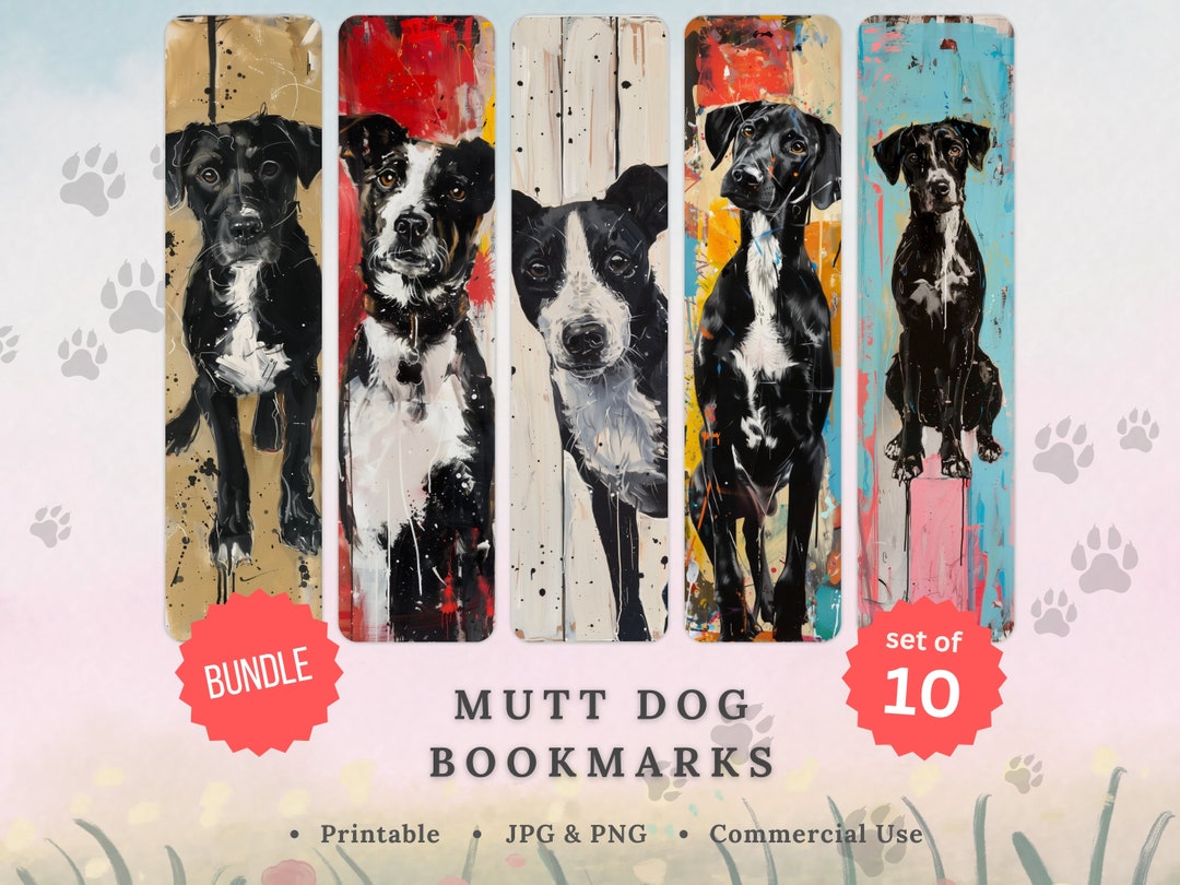 Mutt Dog Printable Bookmarks Dog Lover Gift PNG Designs Book Lover Gift ...