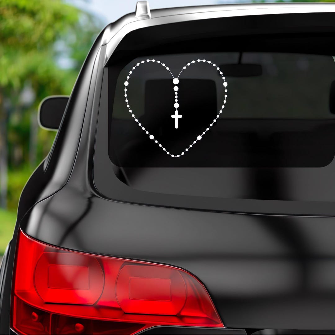 Rosary Car Decal Religious Decal Auto Decal Car Decal Mary Decal ...