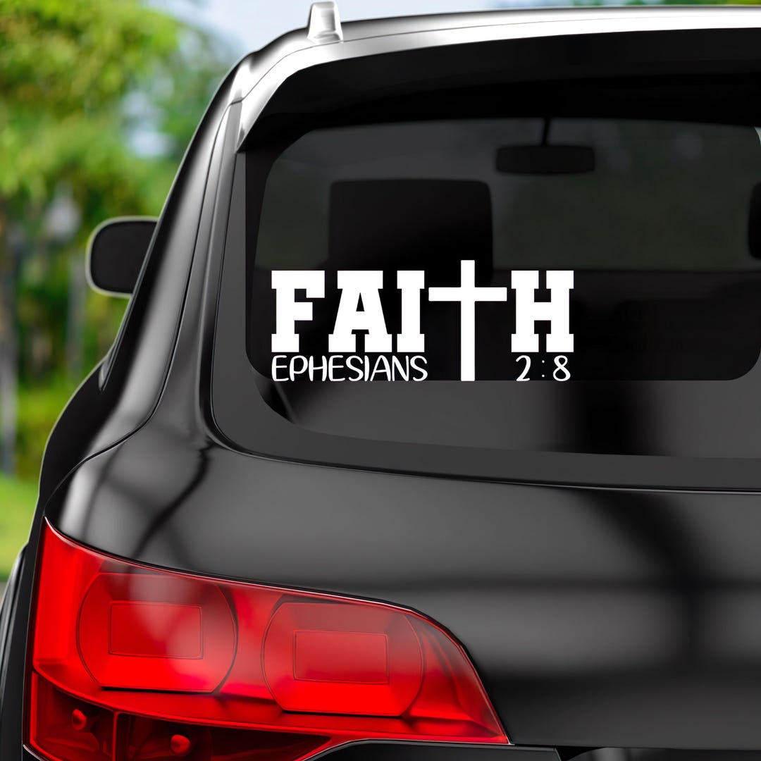 Faith Car Decal: Religious Cross, Bible Verse Auto Sticker - Etsy