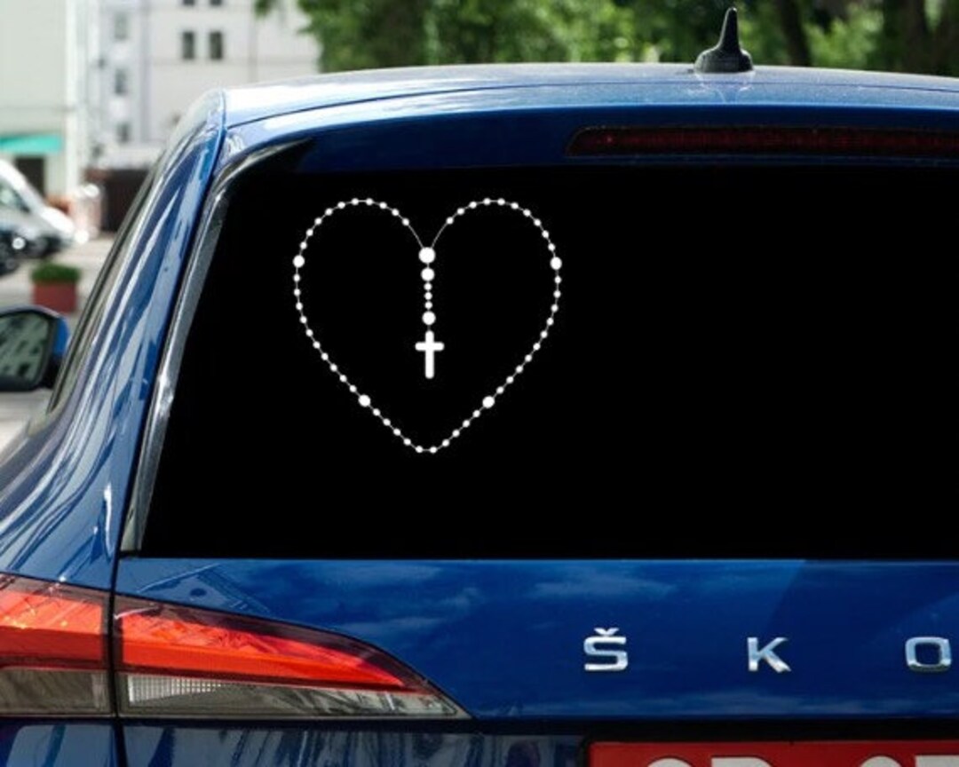 Rosary Car Decal Religious Decal Auto Decal Car Decal Mary Decal ...