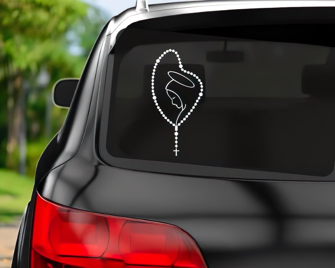 Rosary Car Decal: Mary Catholic Vinyl Decal - Etsy