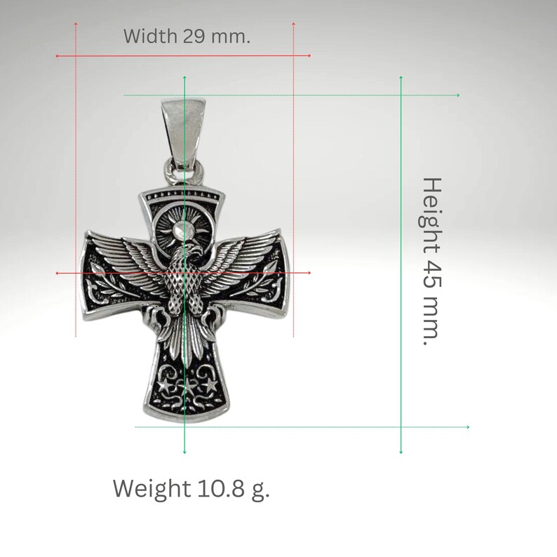 3D Eagle Cross Pendant, Gothic Heraldic Symbol Necklace, Medieval ...