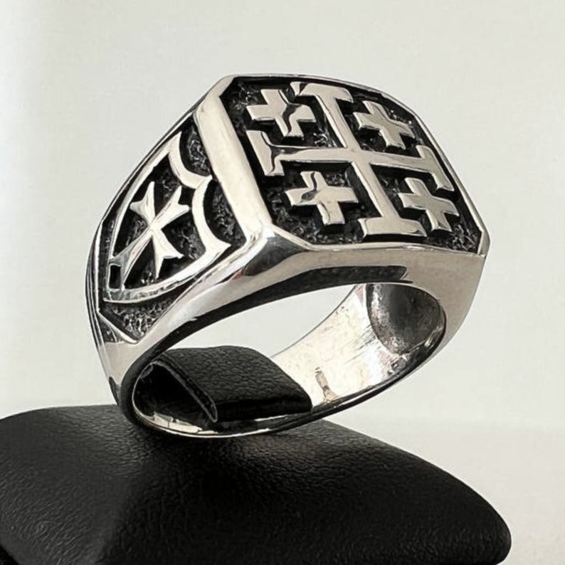 3D Jerusalem Cross Ring – Handmade Sterling Silver 925 Crusader Templar ...