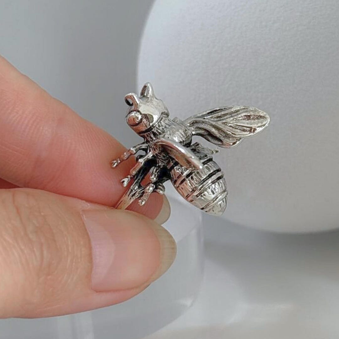 3D Bee Ring, Sterling Silver 925 Handmade Jewelry Gift, Honey Bee ...