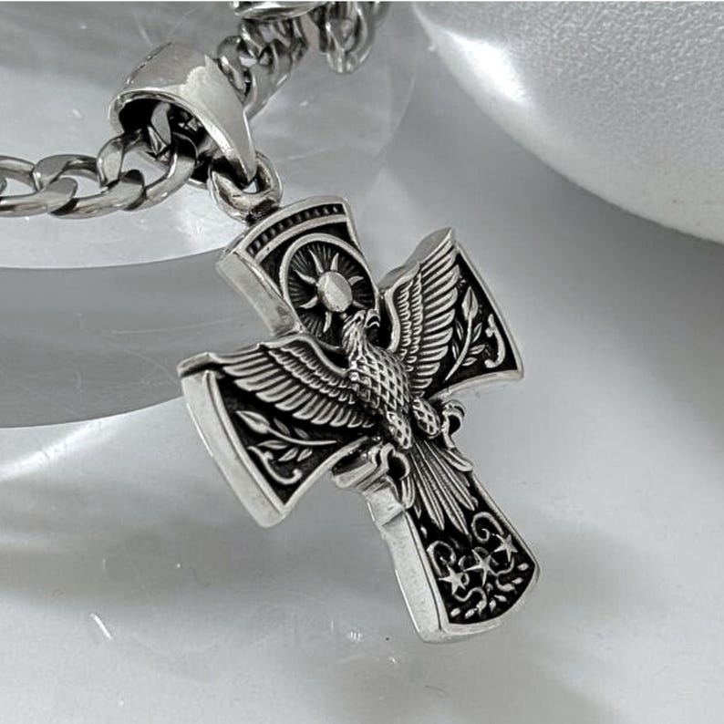 3D Eagle Cross Pendant, Gothic Heraldic Symbol Necklace, Medieval ...