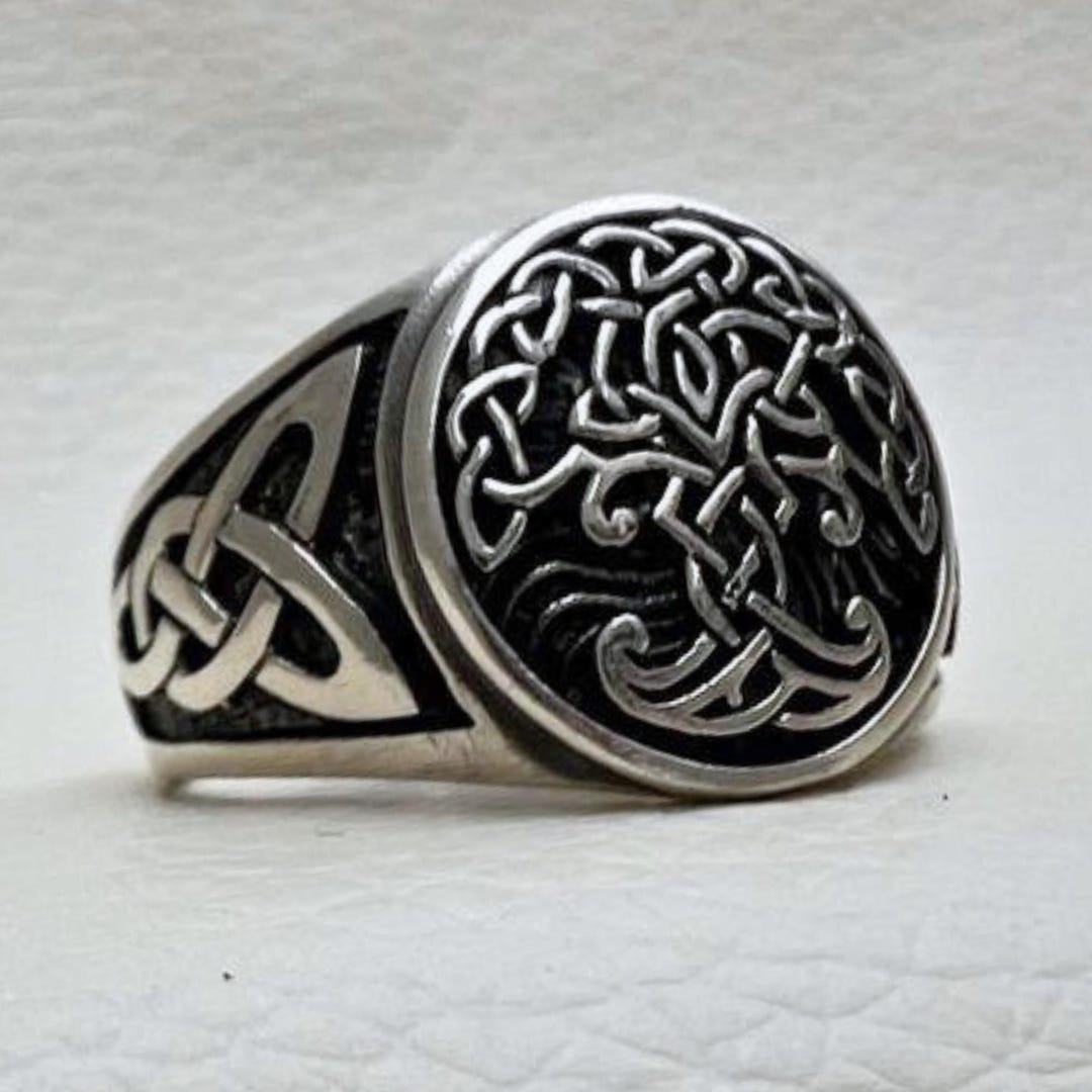 3D Celtic Knot Ring – Handmade Sterling Silver 925 Viking Signet Ring ...