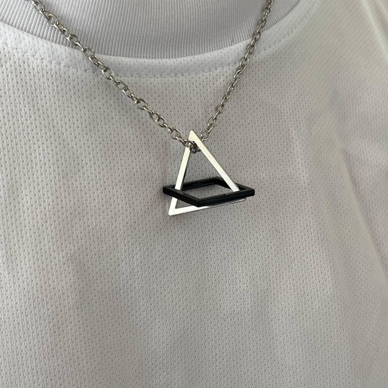 3D Interlocking Triangle and Square Pendant – Stainless Steel Geometric ...