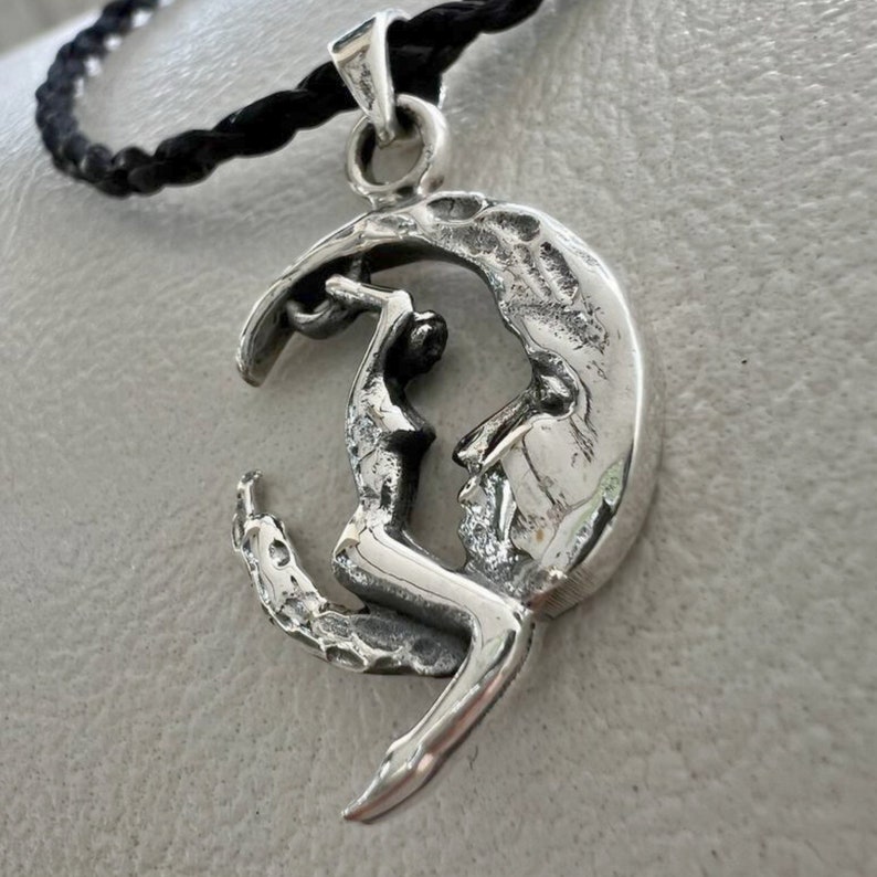 Lady on the Moon Pendant Lady Riding on the Moon Pendant Woman Riding ...