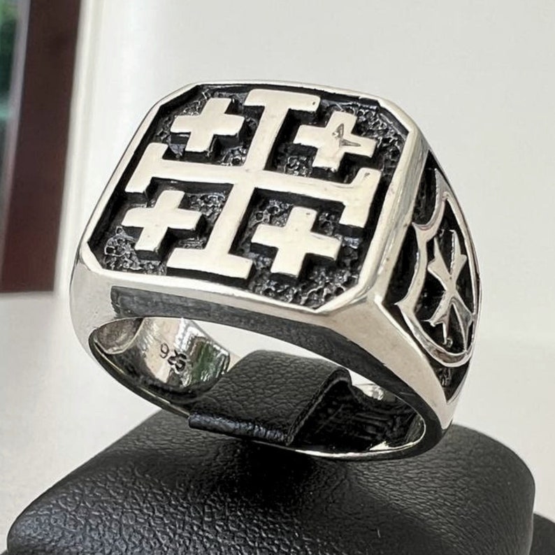 3D Jerusalem Cross Ring – Handmade Sterling Silver 925 Crusader Templar ...