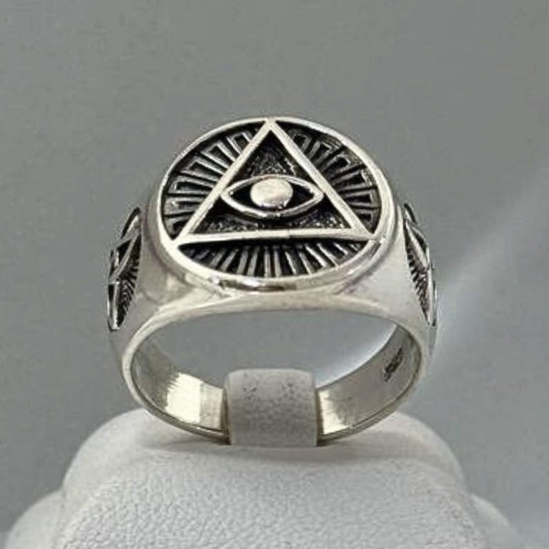 All Seeing Eye Ring, Eye of Providence, Sterling Silver 925, Masonic ...