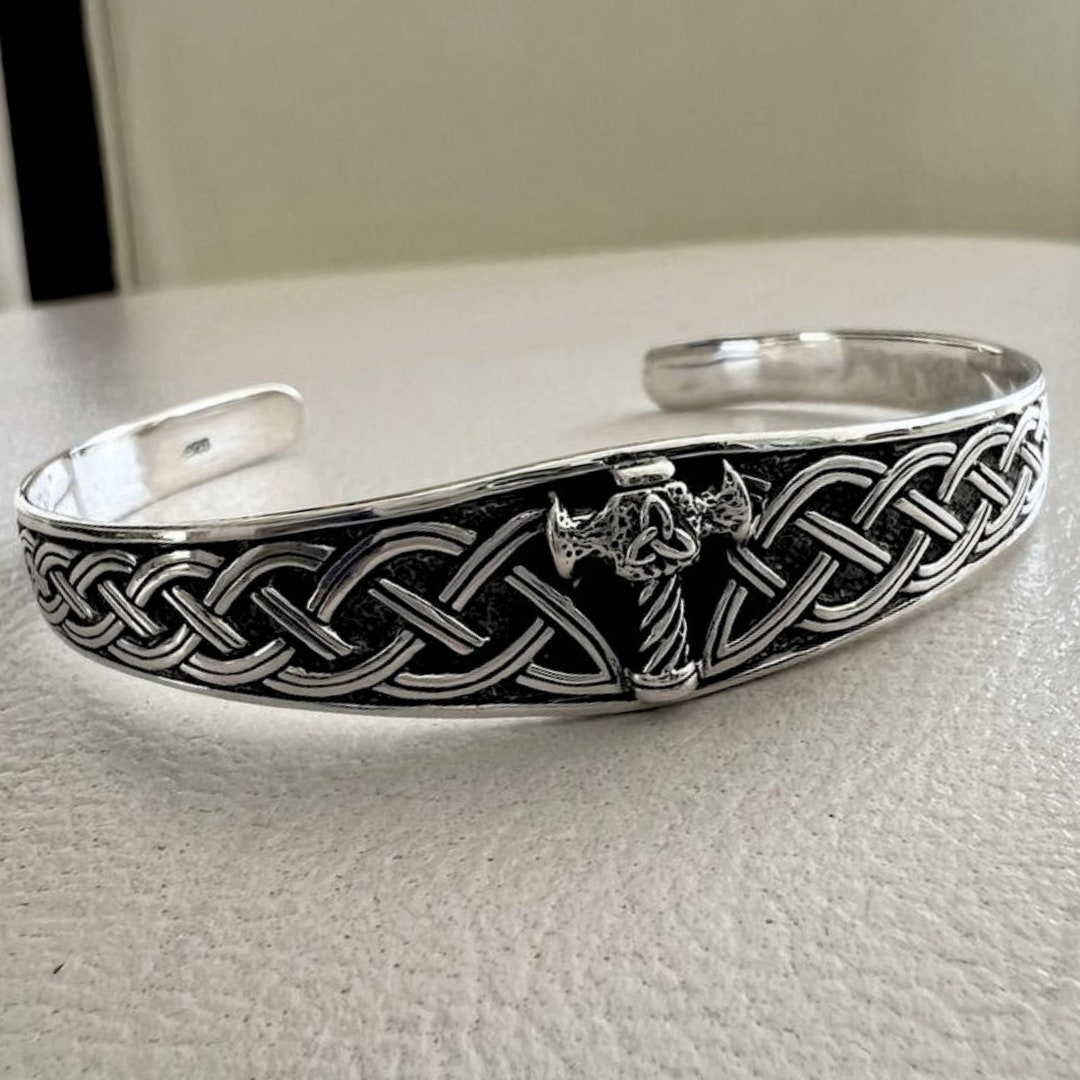 3D Viking Thor’s Hammer Bracelet – Handmade Sterling Silver 925 Cuff ...